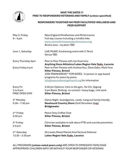 RTNH Events & Training - Responders Together NH